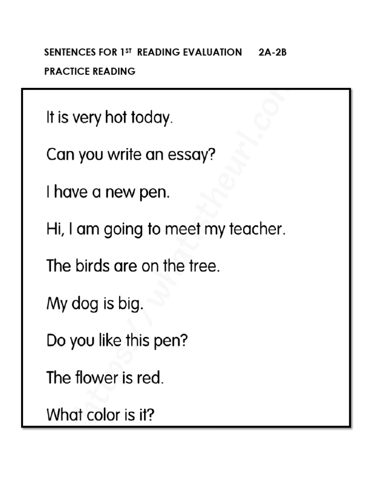 Sentences For 1ST Reading Evaluation 2a-2b | PDF