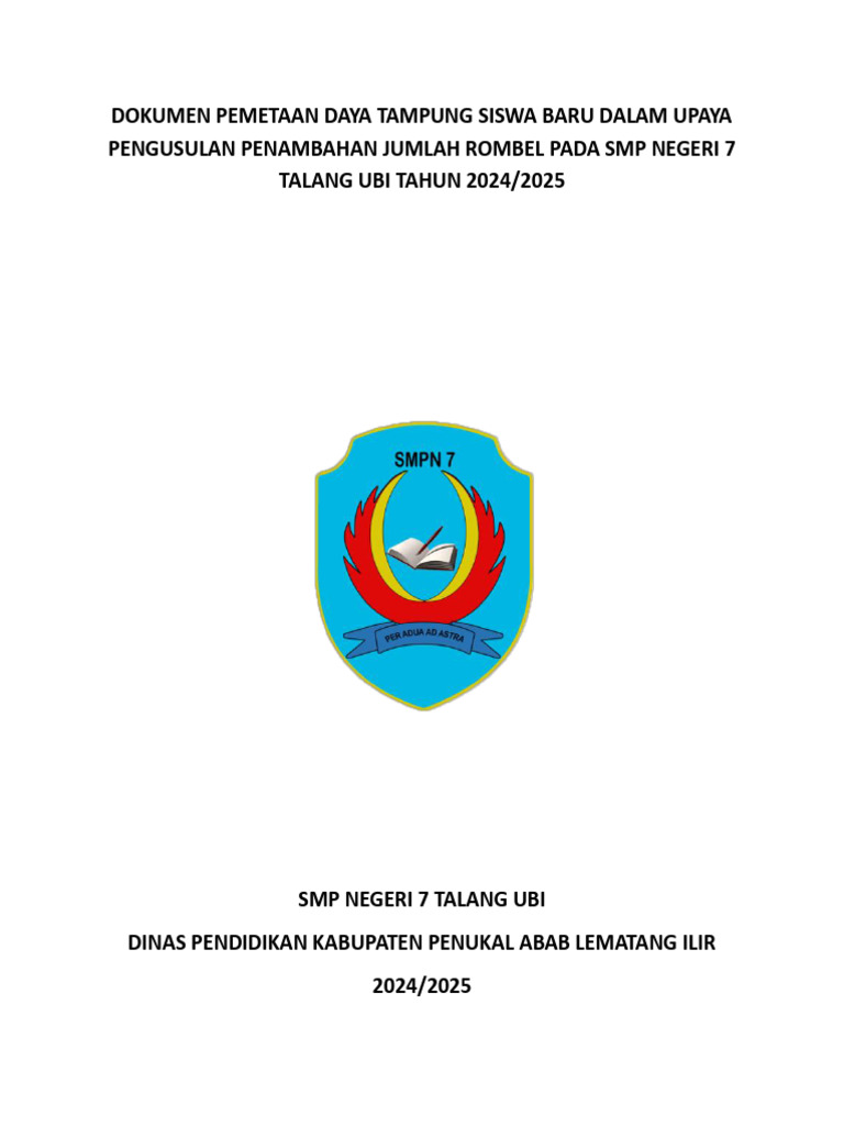 Dokumen Evaluasi Daya Tampung SMP N 7 Talang Ubi | PDF
