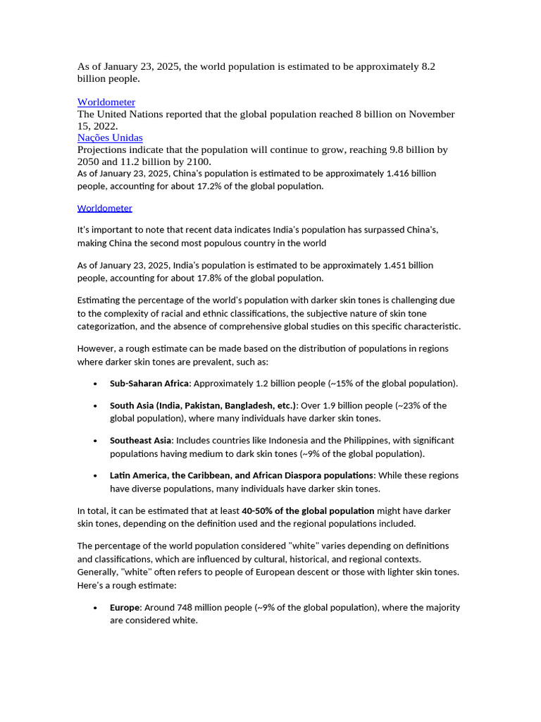 Global Population Estimates 2025 Insights | PDF | World Population ...
