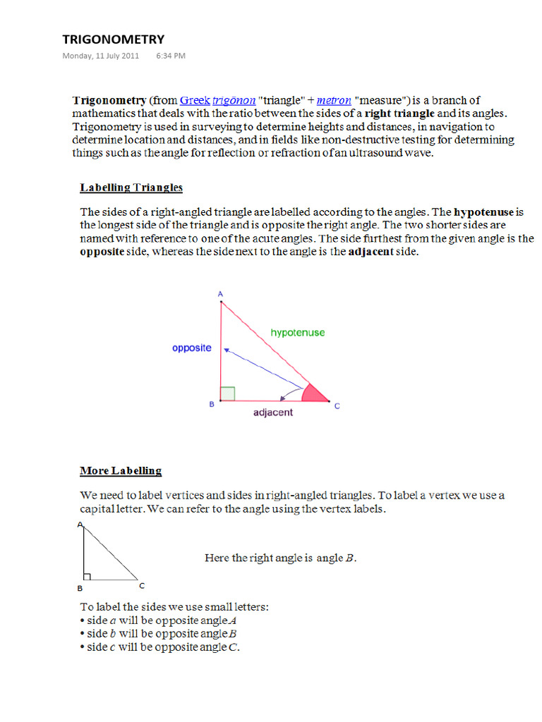 Right Triangles (Trigonometry) | PDF | Trigonometry | Triangle