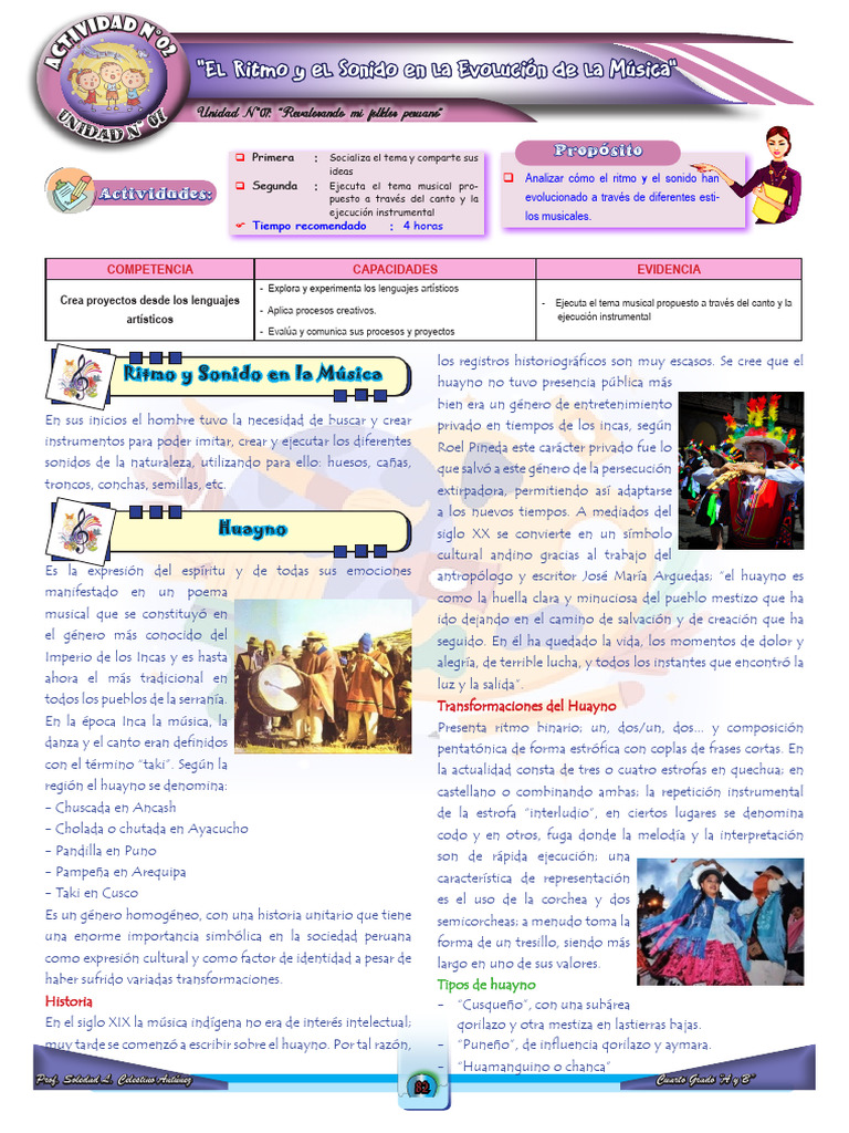 Arte Cuarto Grado Act. 02 Uni 7 | PDF | Las artes escénicas | Musicología
