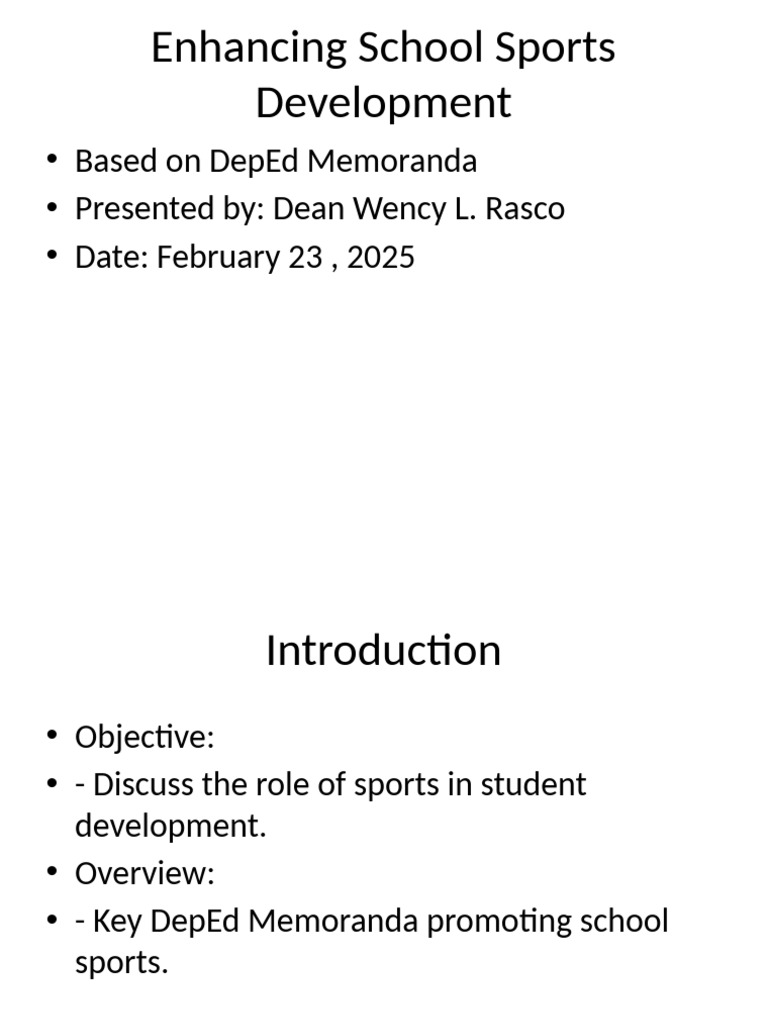 Enhancing School Sports Development Guide | PDF | Sports | Memorandum