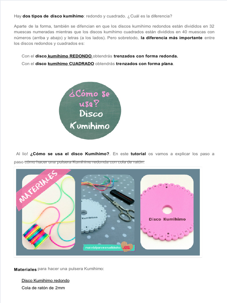 Dokumen - Tips Disco Kumihimo Que Es Como Usarlo Tutorial Pulsera Blog de Material | PDF