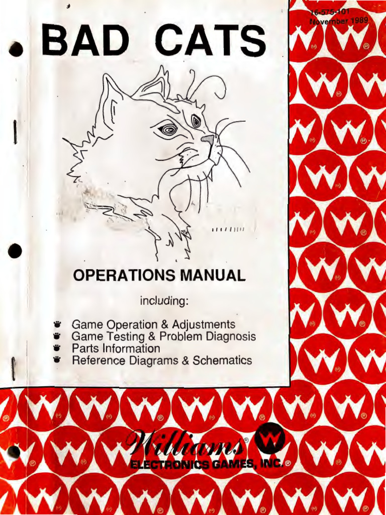 Williams 1989 Bad Cats Operations Manual November 1989 Includes ...