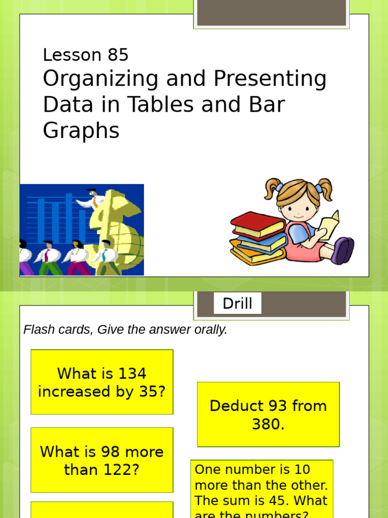 LESSON 85 Organizing and Presenting Data in Tables and Bar Graphs | PDF