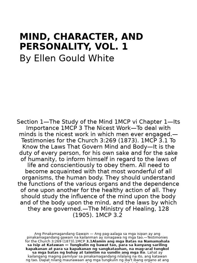 Mind Character and Personality Volume 1 | PDF