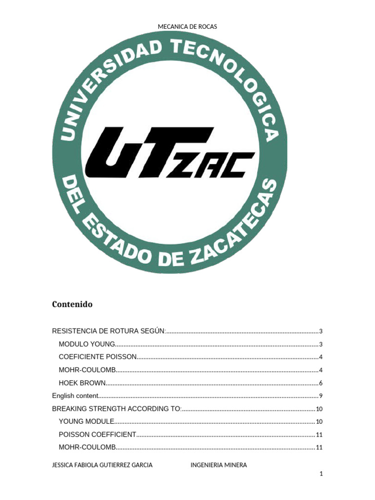 Ensayos Rotura de Rocas | PDF | El módulo de Young | Estrés (Mecánica)