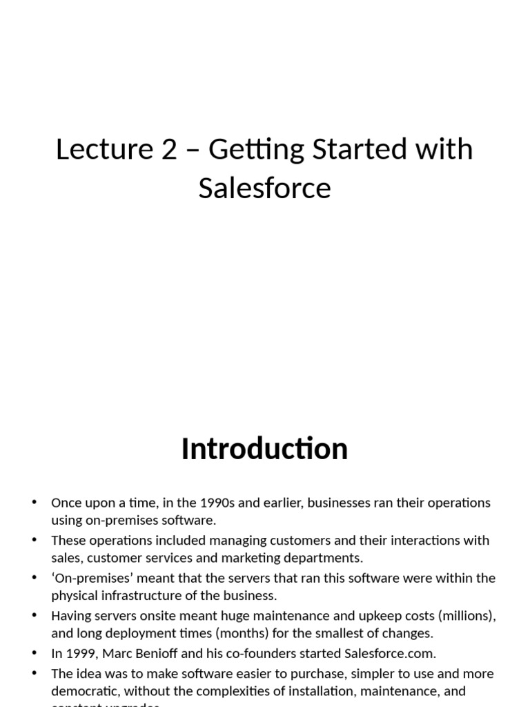 2-Lecture 2 - Getting Started With Salesforce-18-07-2024 | PDF | Cloud Computing | Customer ...