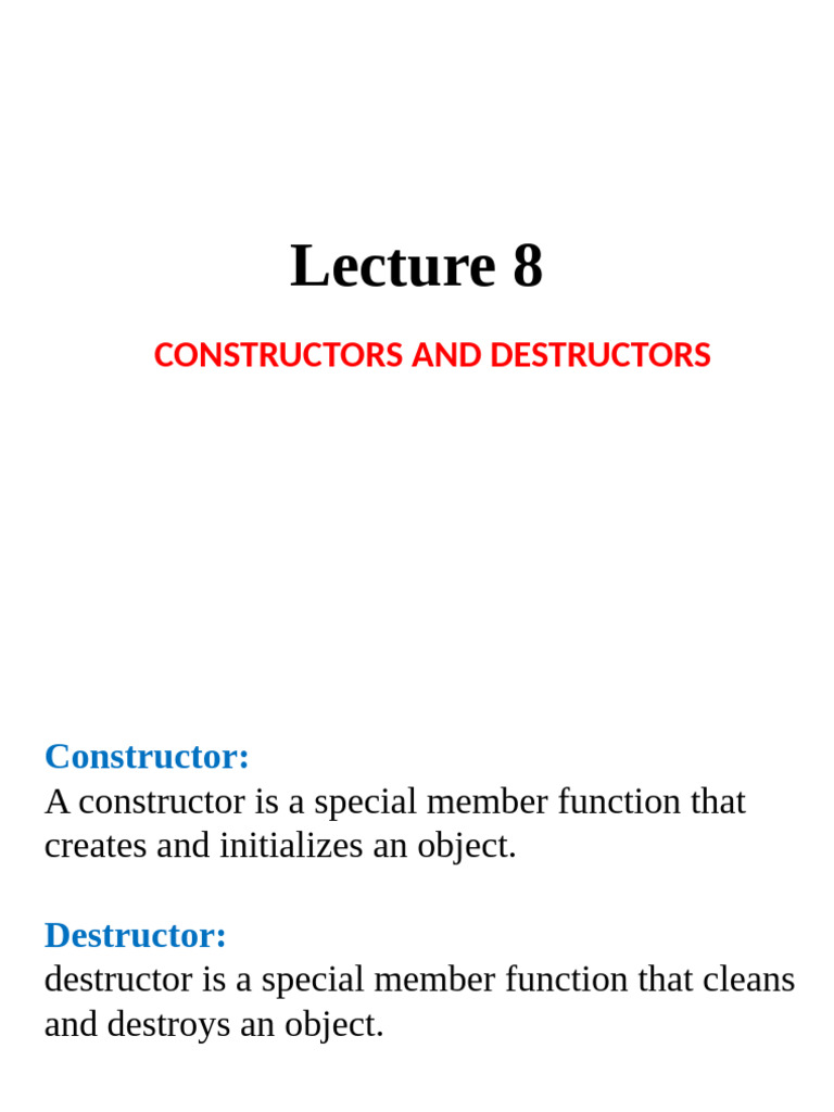 4 Constructor Destructor Pdf Constructor Object Oriented 3668
