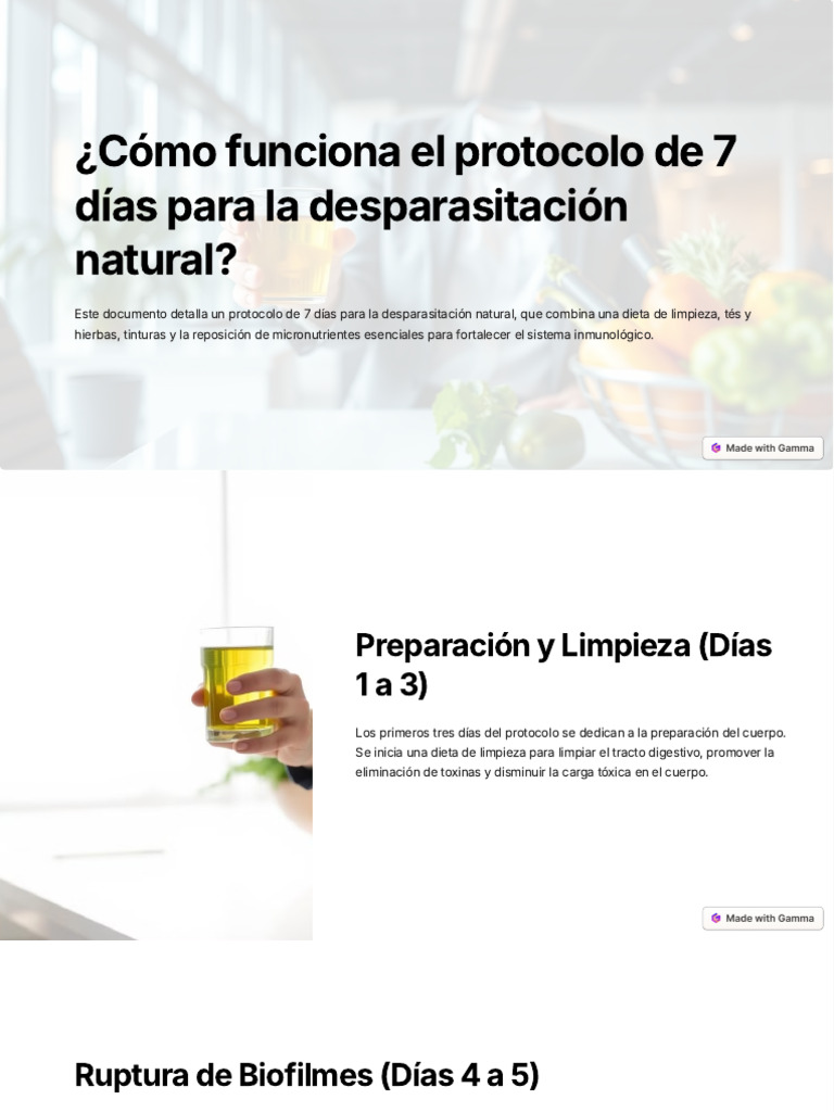 Como Funciona El Protocolo de 7 Dias para La Desparasitacion Natural | PDF | Té | Sistema inmune