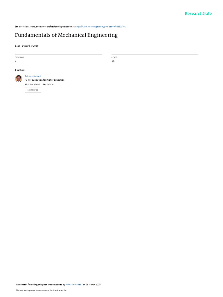 Fundamentals of Mechanical Engineering: December 2024 | PDF | Force | Rotation