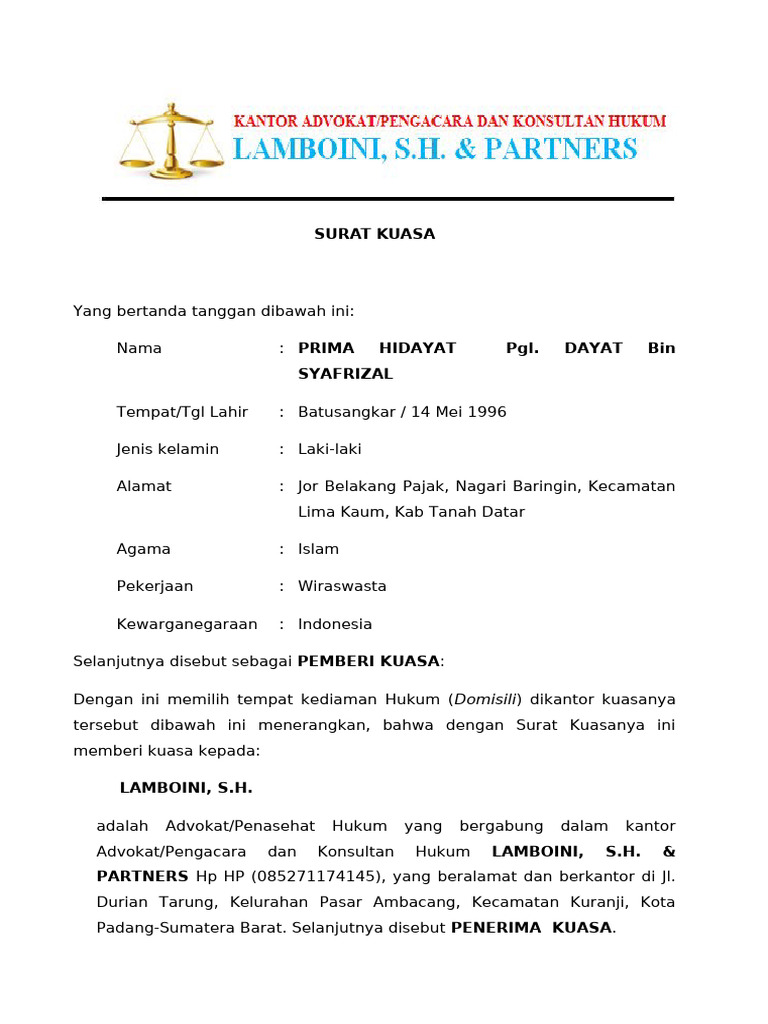 Surat Kuasa Pasaman | PDF