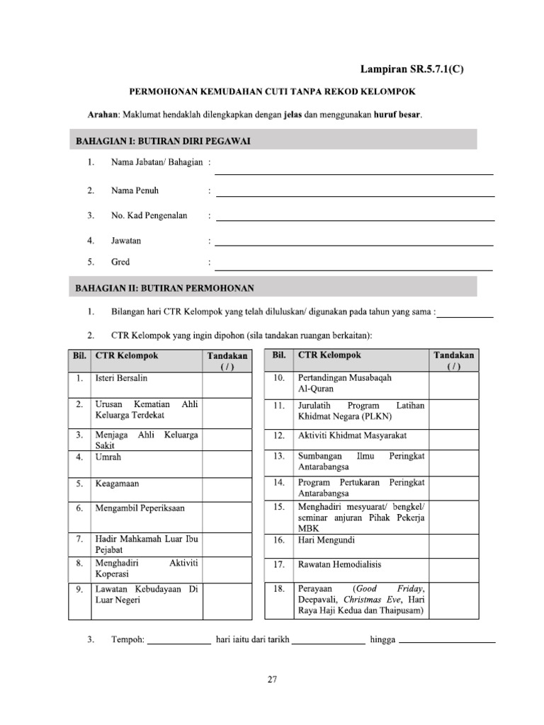 BORANG CTR BERKELOMPOK | PDF