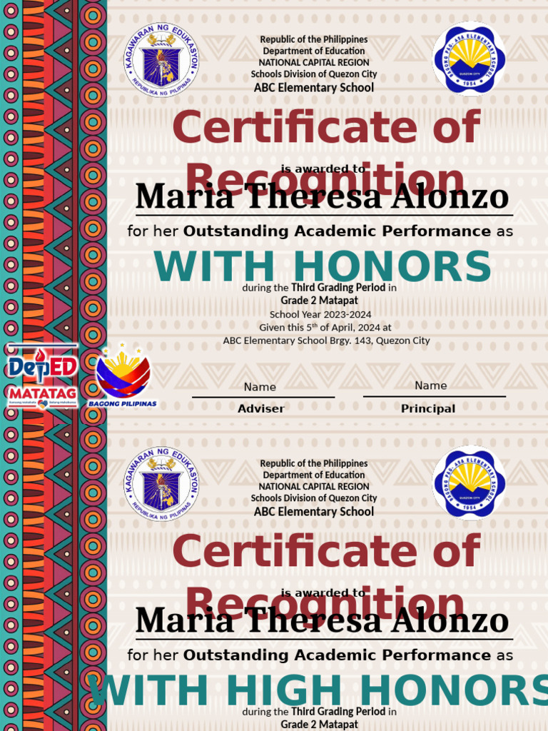 3RD QUARTER RECOGNITION CERTIFICATES #9 | PDF | Metro Manila | Philippines