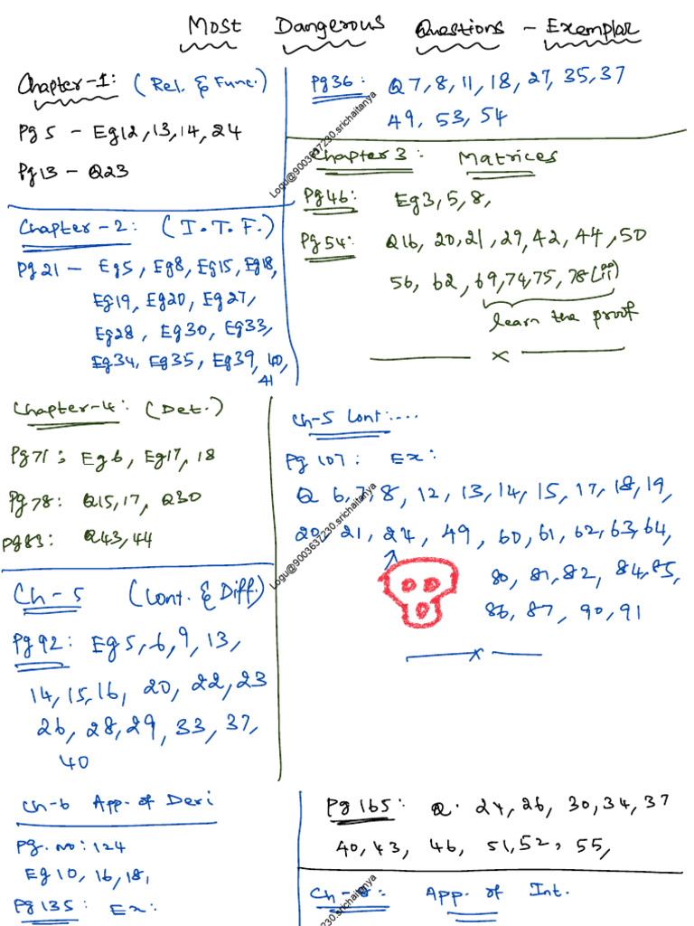 Check List. Most Dangerous Questions From Exemplar.2025 | PDF