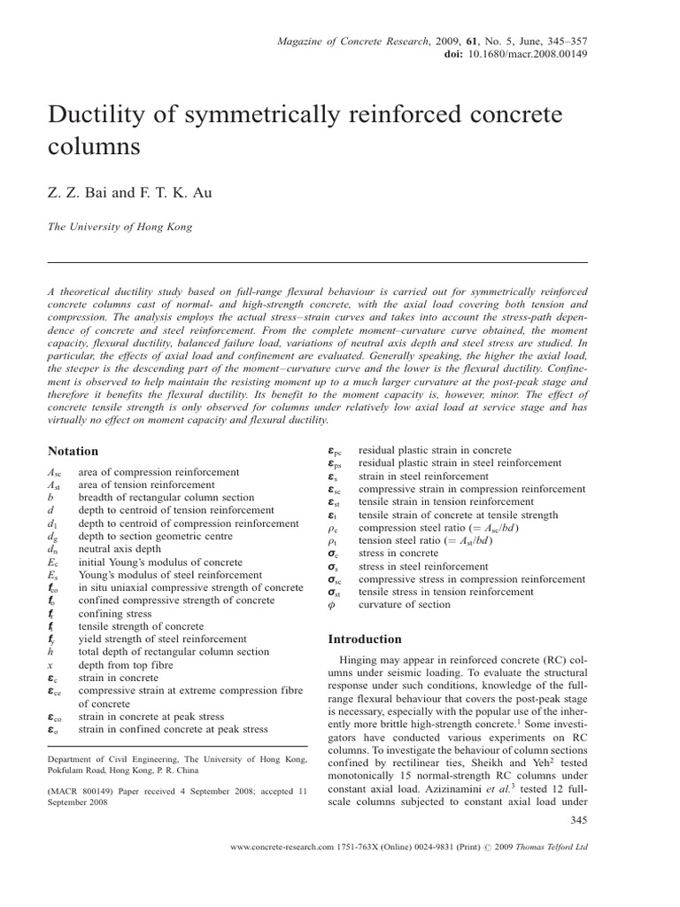 Bai Au 2015 Ductility of Symmetrically Reinforced Concrete Columns ...