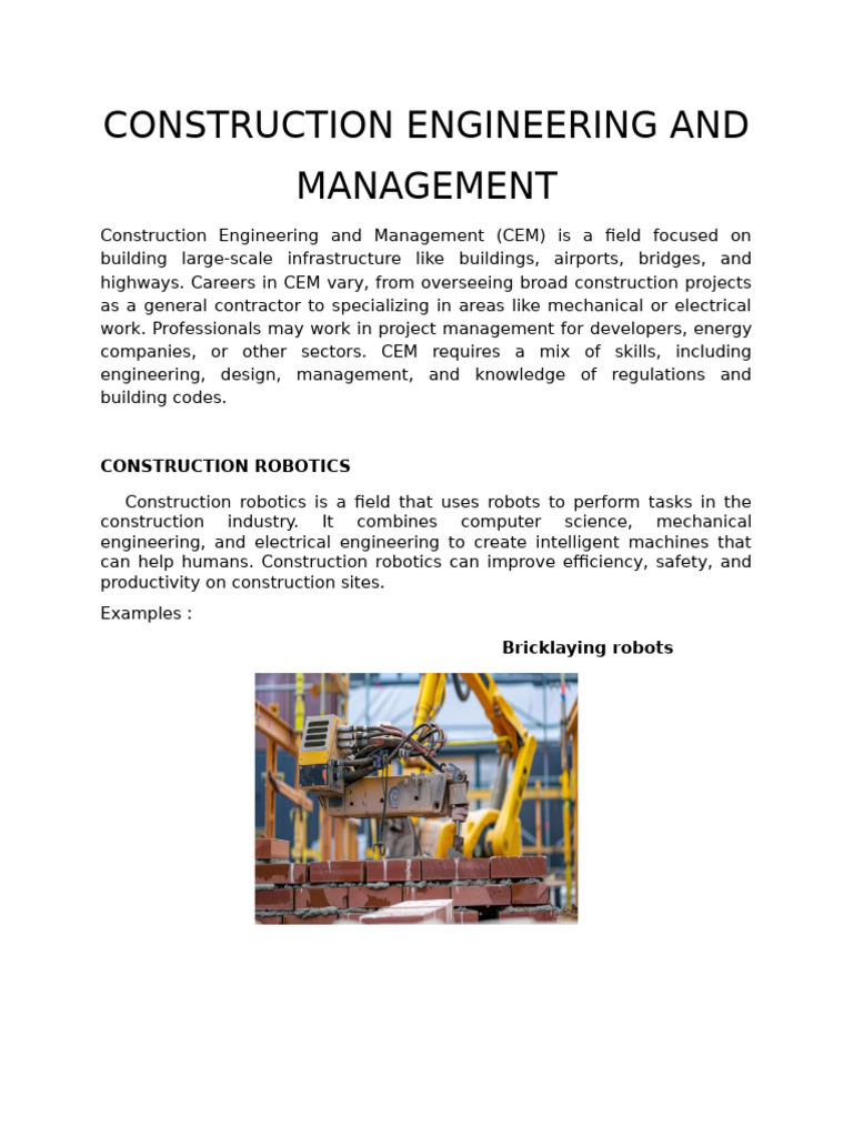 Construction Engineering and Management | PDF | Engineering | Robot