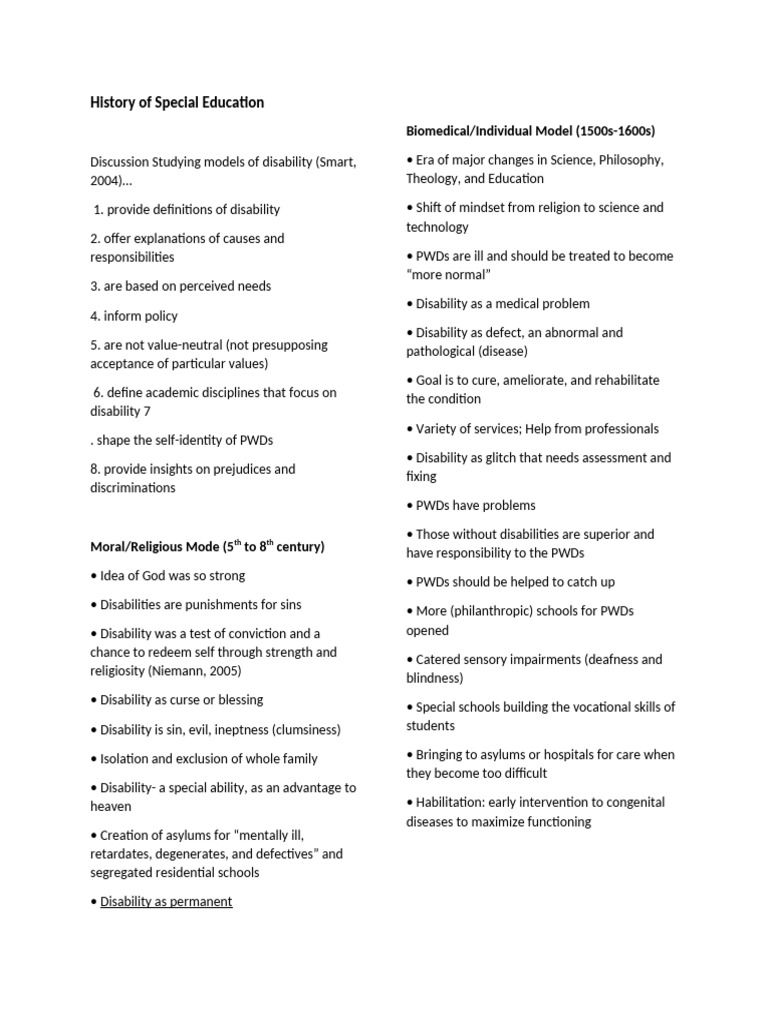 History of Special Education | PDF | Disability