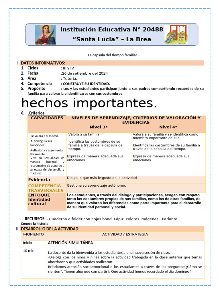 Dia 4 Tutoria Capsula Del Tiempo | PDF | Las emociones | Aprendizaje