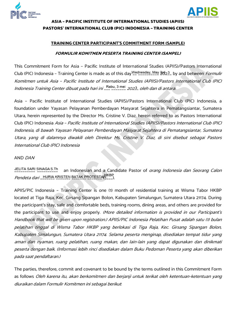 COMMITMENT FORM | PDF