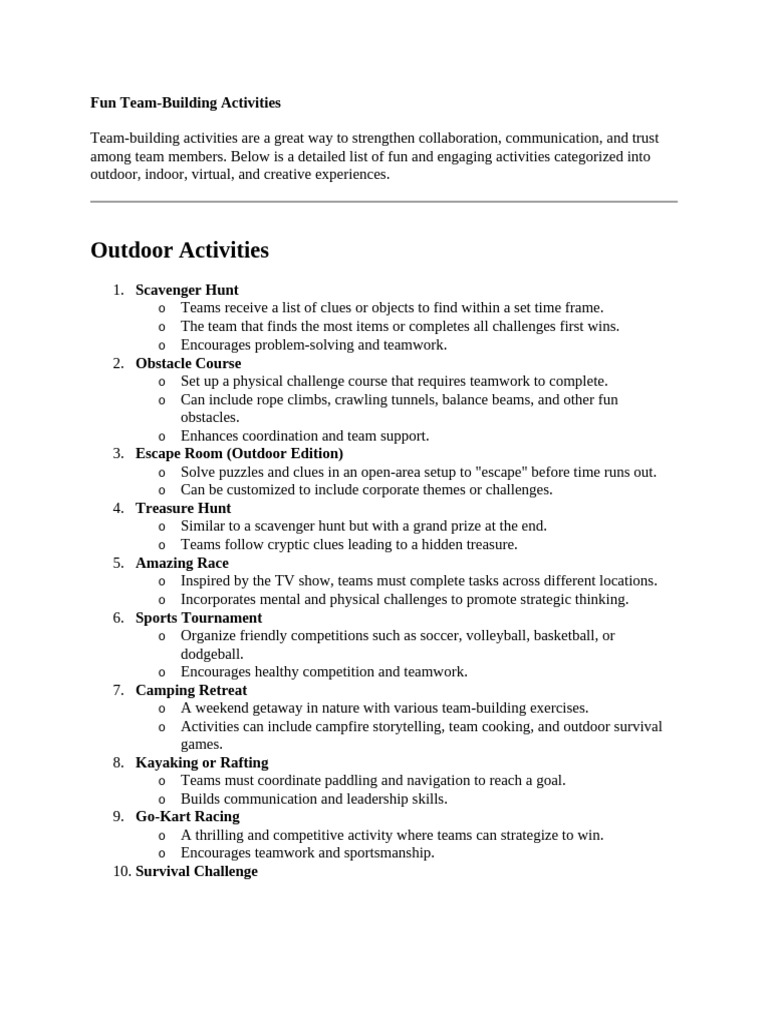 Engaging Team-Building Activities List | PDF | Team Building