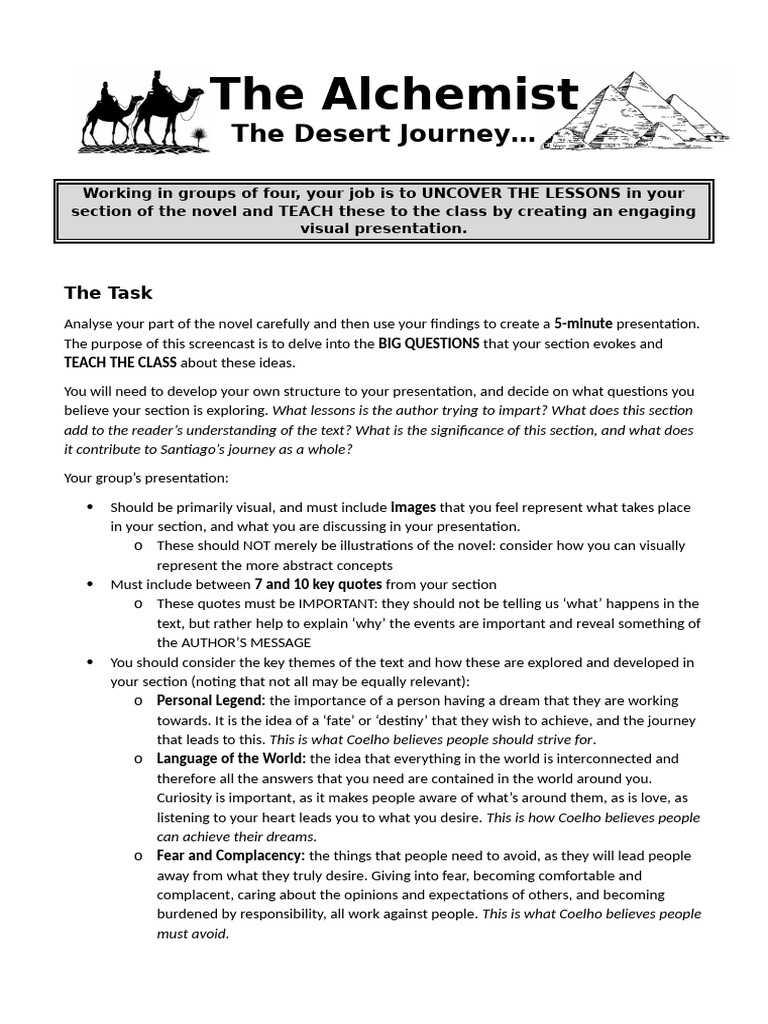 Lessons from The Alchemist: Group Presentations | PDF | Cognition ...