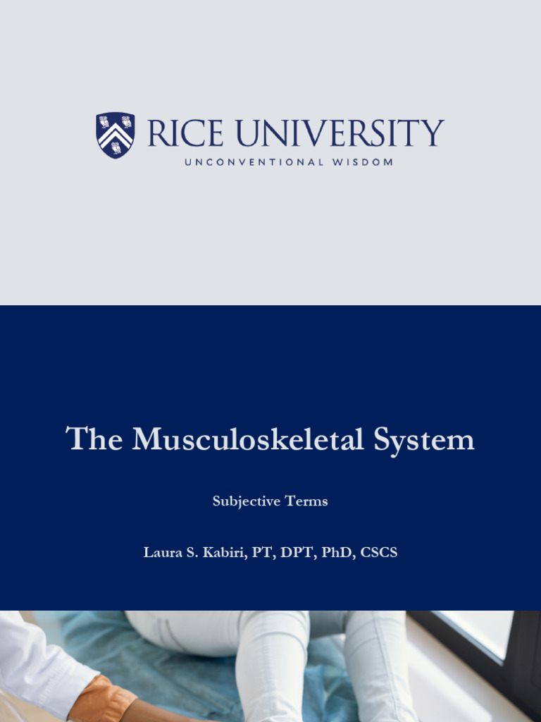Handout-Musculoskeletal Subjective Terms | PDF