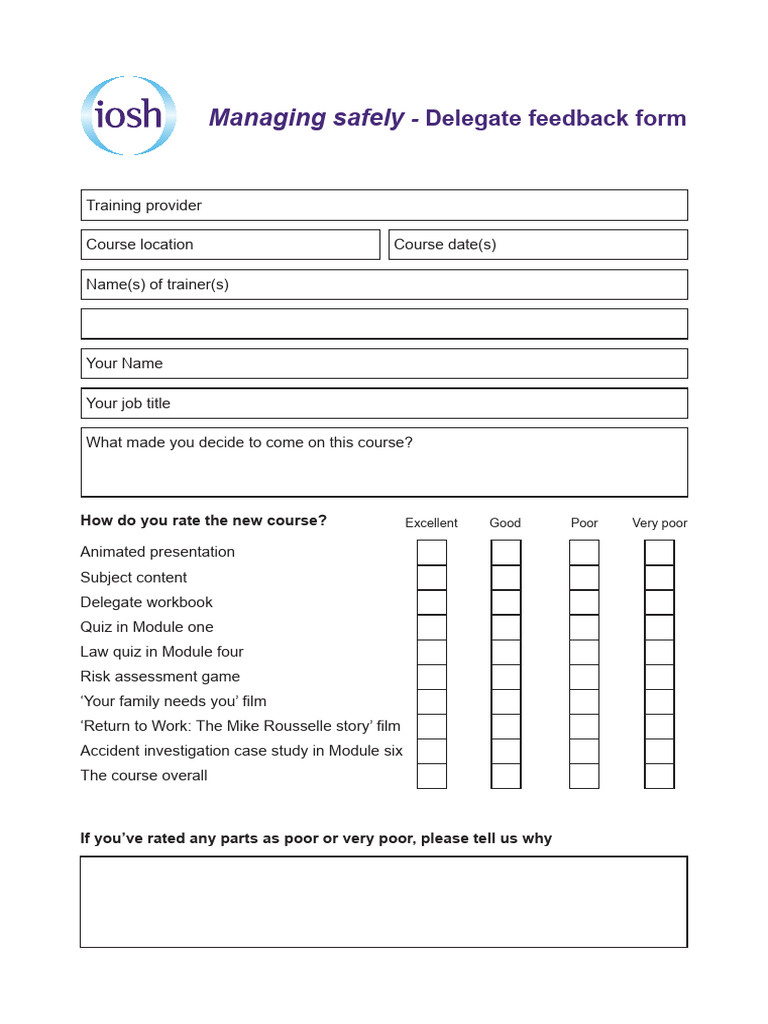 Delegate Feedback Form | PDF