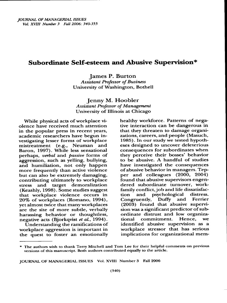 Subordinate Self-Esteem and Ab | PDF