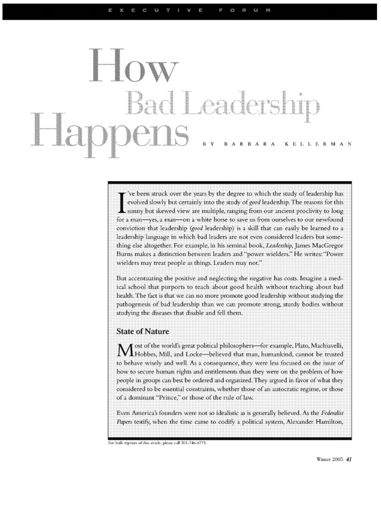 How Bad Leadership Happens | PDF