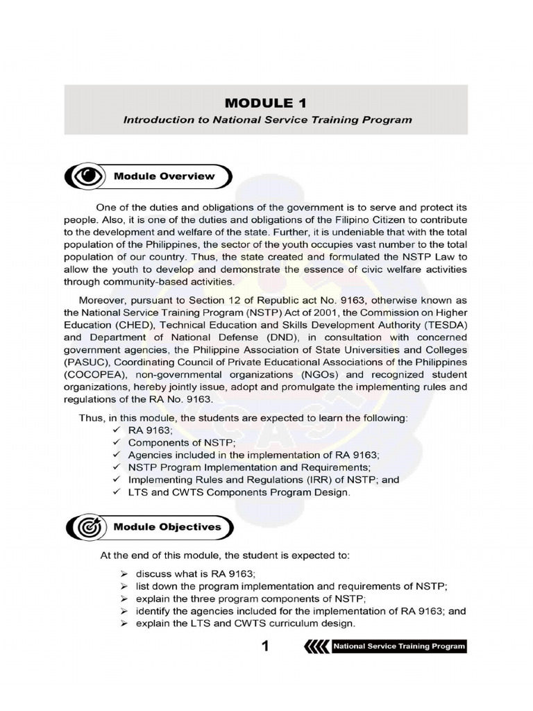 NSTP 101 - M1L1 | PDF