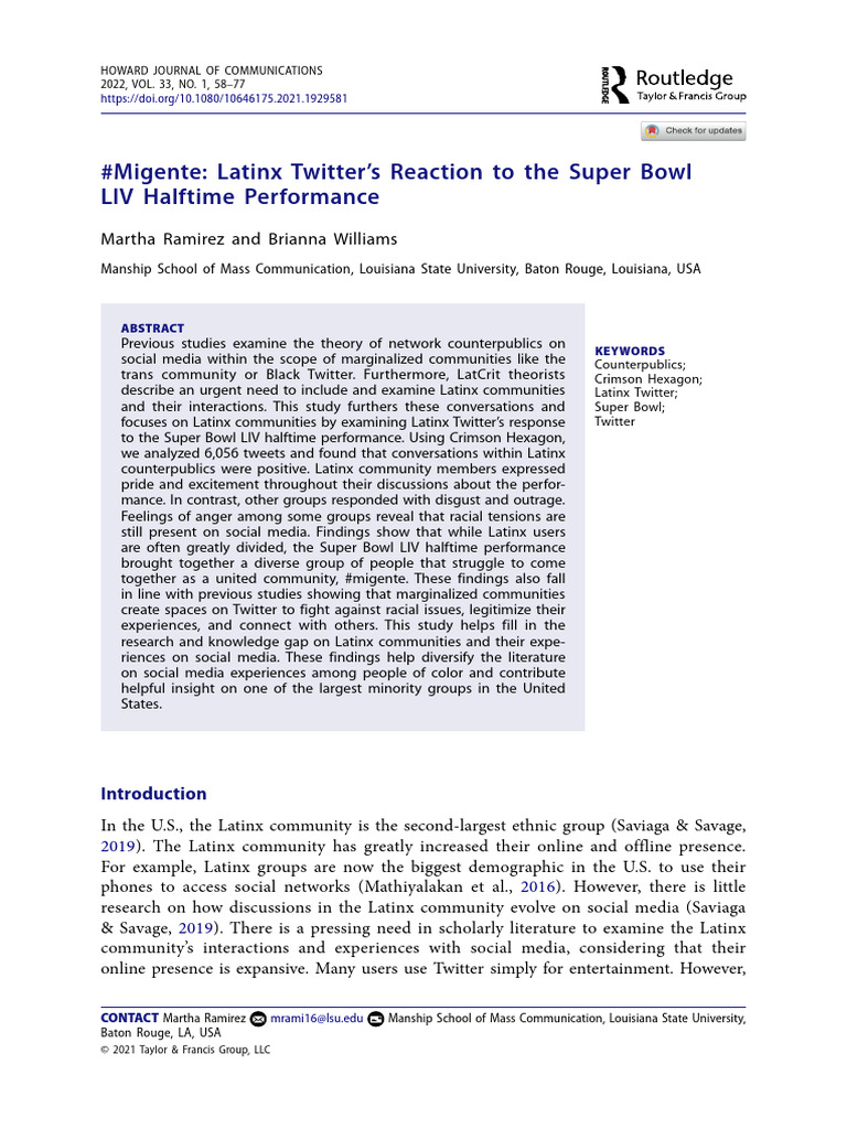 Ramirez & Williams-Latinx Twitter | PDF | Hispanic And Latino Americans | Public Sphere