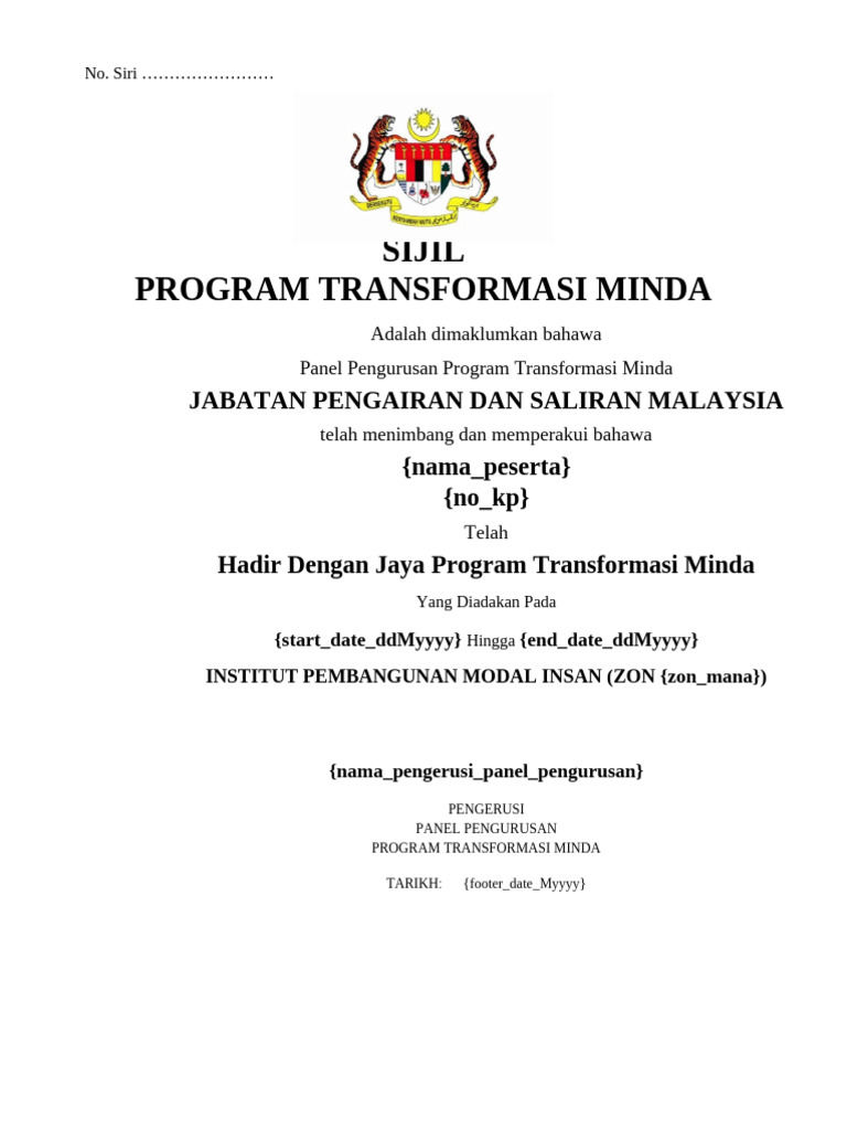 Sijil PTM 2024 Template | PDF