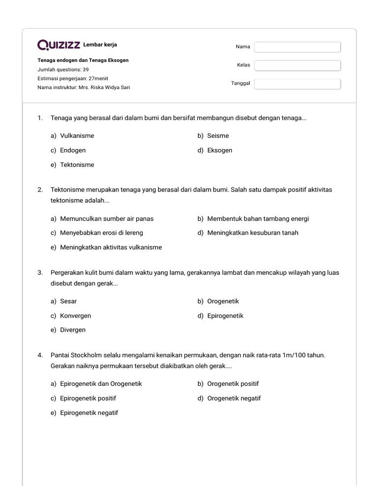 Tenaga Endogen dan Eksogen: Kunci Geologi | PDF