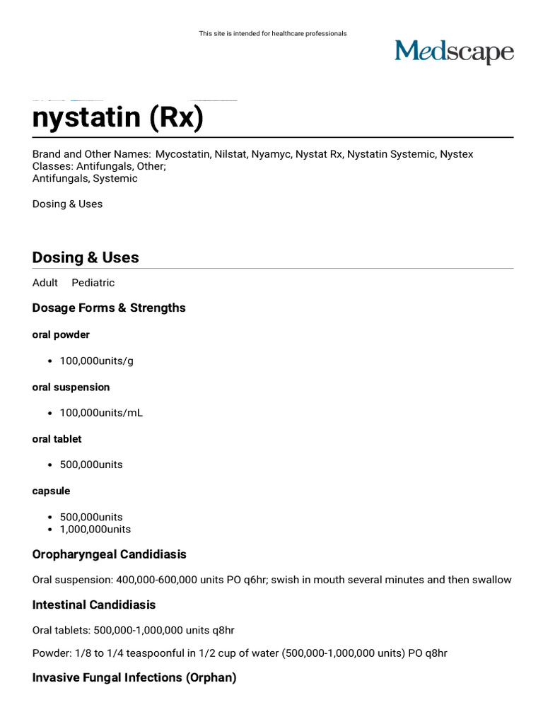 Nystatin: Uses, Dosage, and Side Effects | PDF | Medical Specialties ...