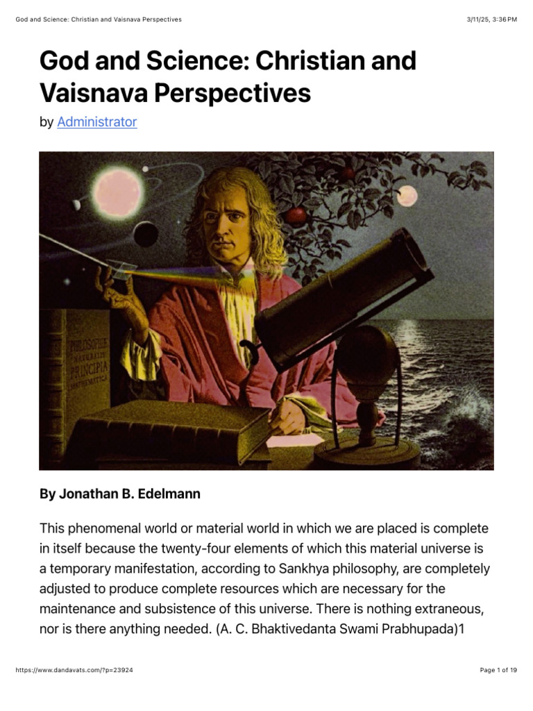 God and Science: Christian vs. Vaisnava Views | PDF | Naturalism ...