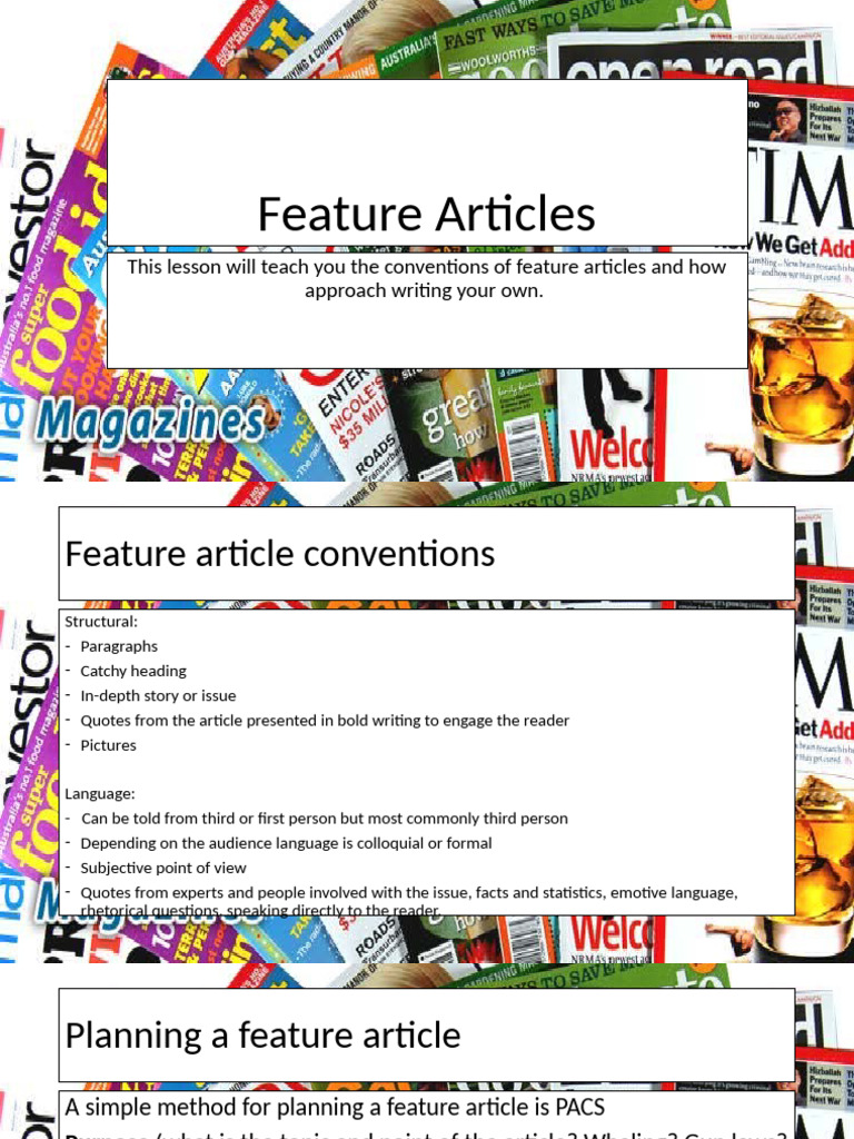 Understanding Feature Article Conventions | PDF | Human Communication ...