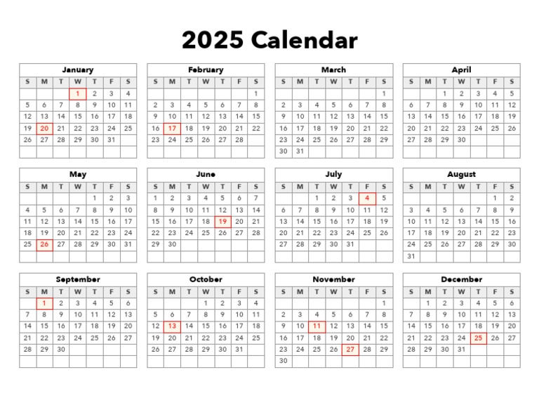 2025 Calendar With Holidays | PDF