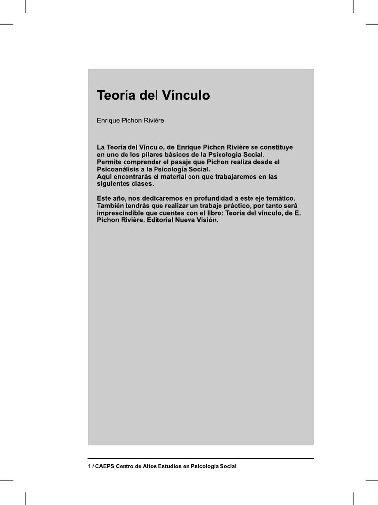 Teoría Del Vínculo | PDF
