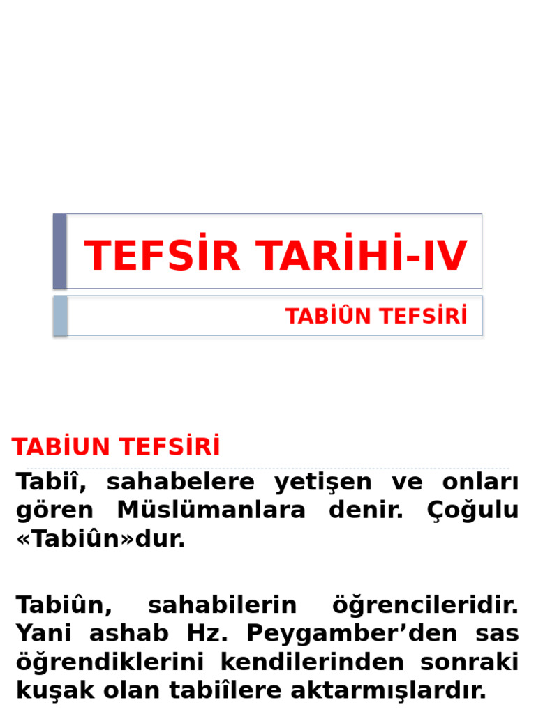 Vi. Tefsir Tarihi-Tabi̇ûn Tefsi̇ri̇ 2 | PDF
