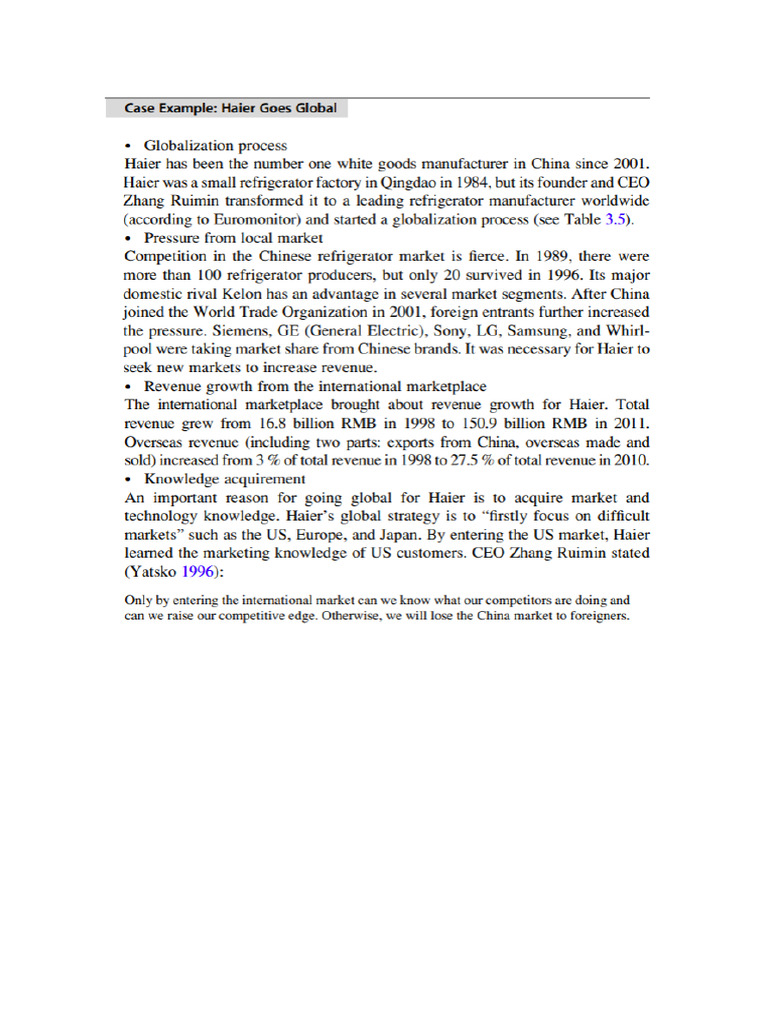 Case Study - Haier Goes Global | PDF