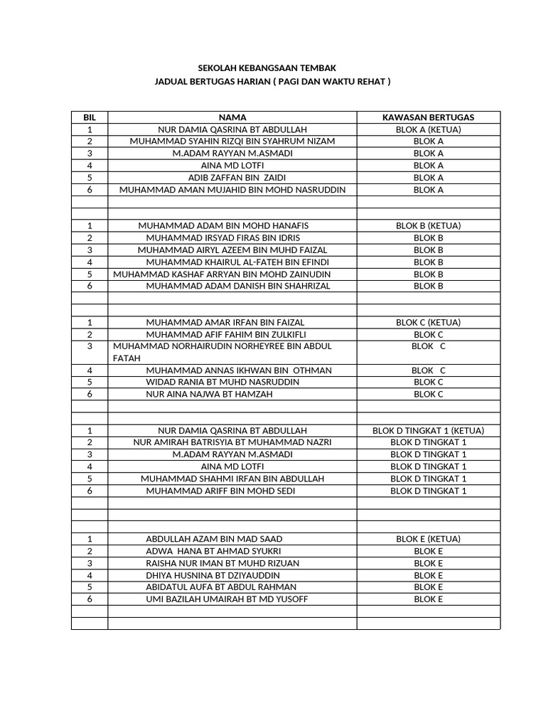 JADUAL PENGAWAS 2023 | PDF