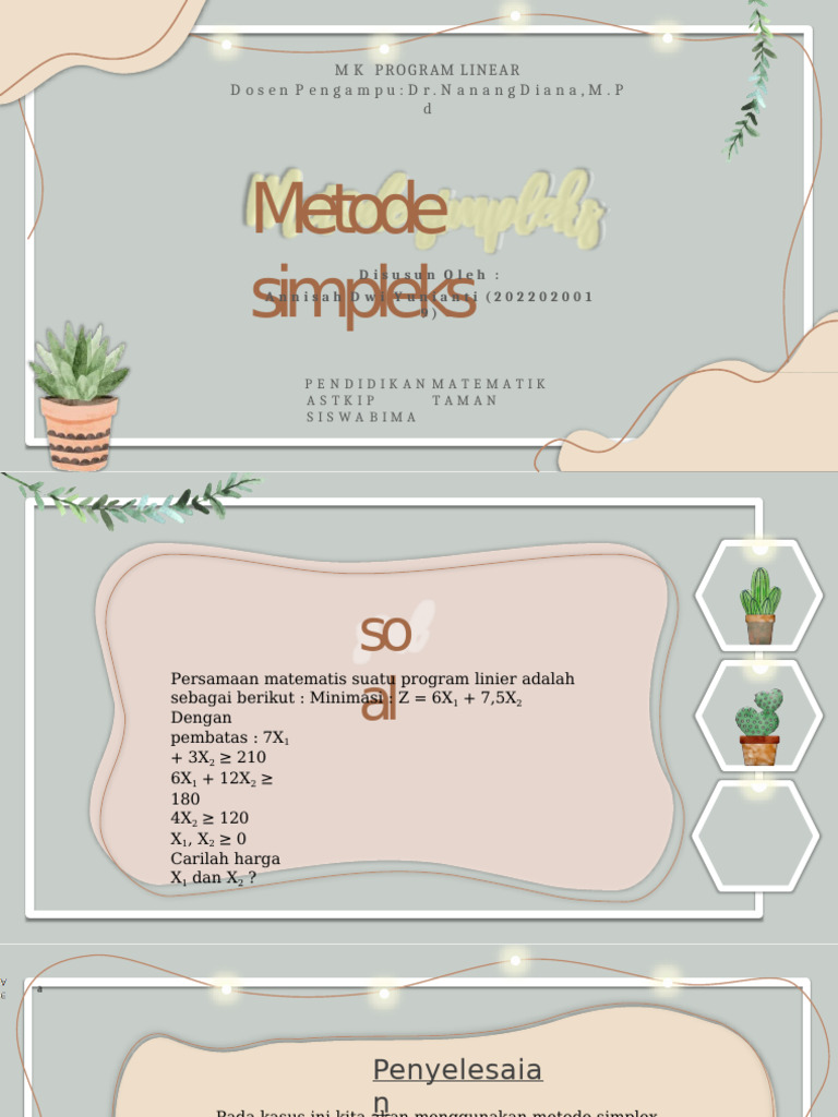 Metode Simpleks Annisa Dwi | PDF