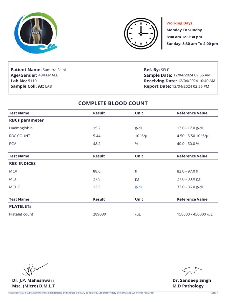Complete Blood Count | PDF | White Blood Cell | Tissue (Biology)