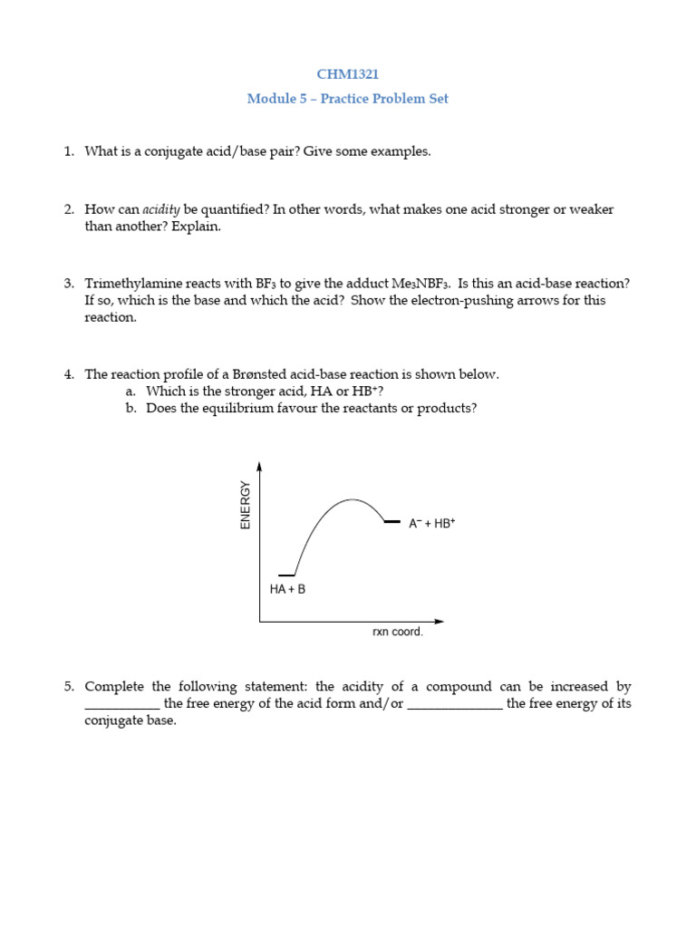 Module 5 Practice Problem Set | PDF | Acid | Acid Dissociation Constant