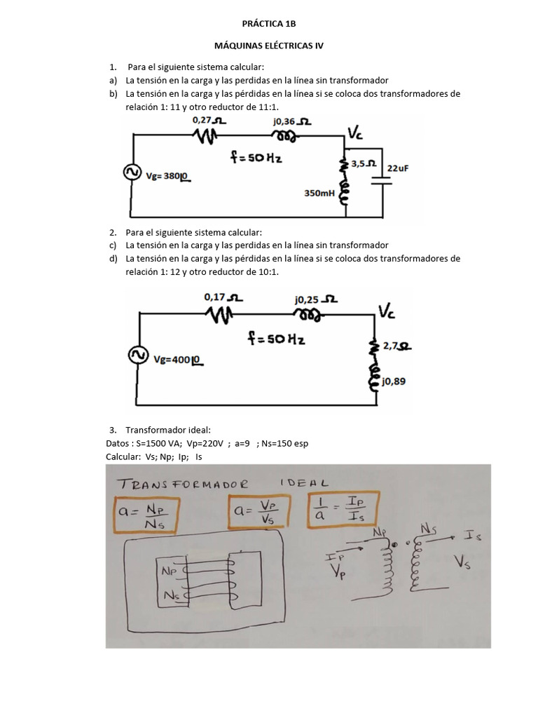 Practica 1B Trafo Ideal | PDF