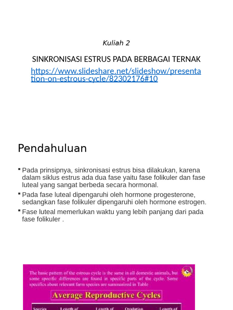 Sinkronisasi Estrus pada Sapi dan Domba | PDF