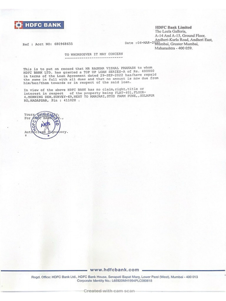 HDFC Loan Closure | PDF