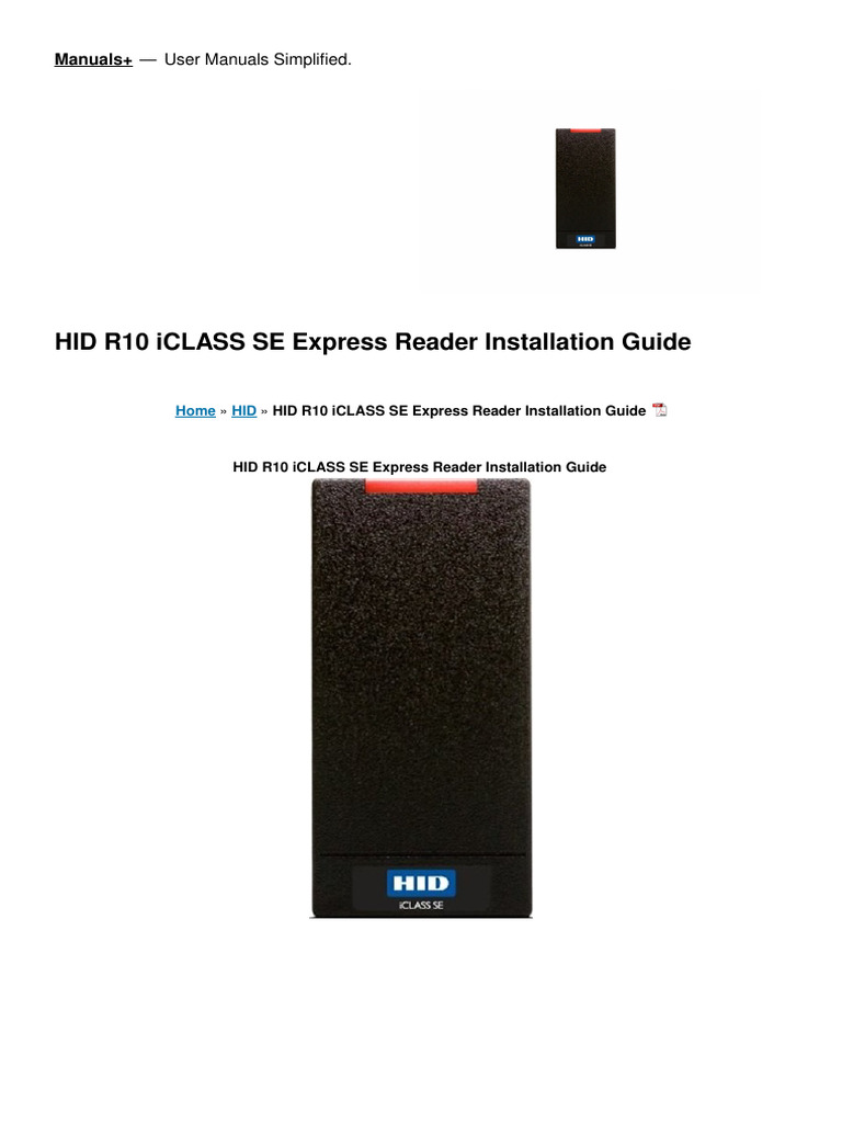 r10 Iclass Se Express Reader Manual | PDF | Electrical Engineering ...