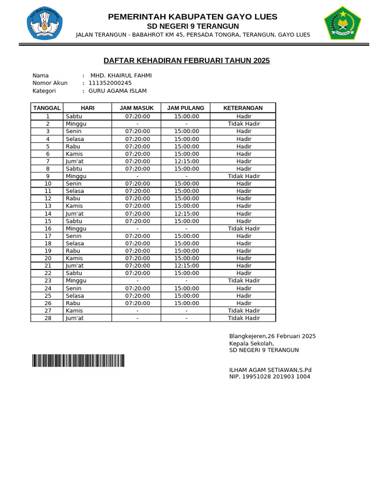 Absen Februari | PDF